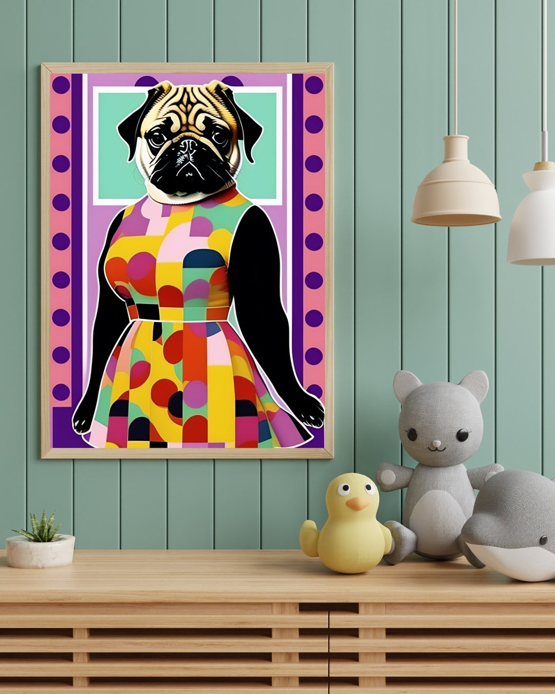 Pug Gallery Wall Printable Pug Art Funny Pug Décor Dog Lover Gallery Wall Dogs in Clothes Art ...