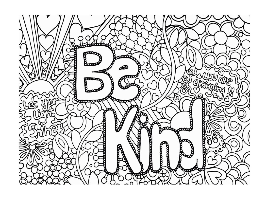 Be Kind Colouring Pages for Kids - Etsy