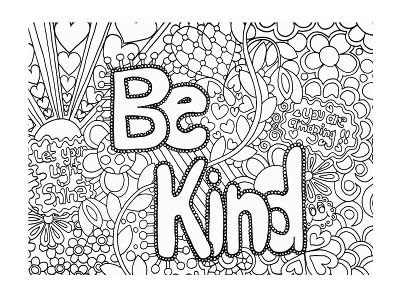 Be Kind Colouring Pages for Kids - Etsy