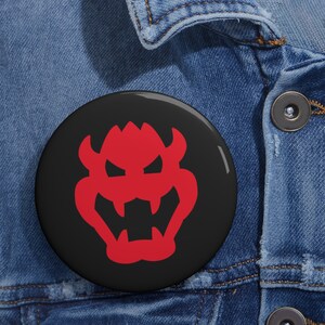 Bowser Button, Gamer Pin, Backpack Decoration, Super Mario Theme Badge ...