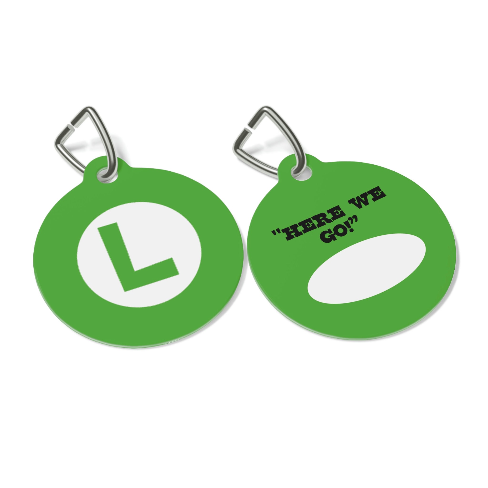 Luigi Pet Tag - Super Mario Bro's - Dog Collar Charm - Green and White ...
