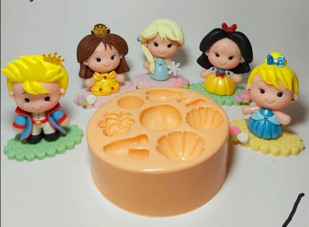 Exclusive 3D Princesses and Prince Silicone Mould Clay Dolls Clay Doll ...