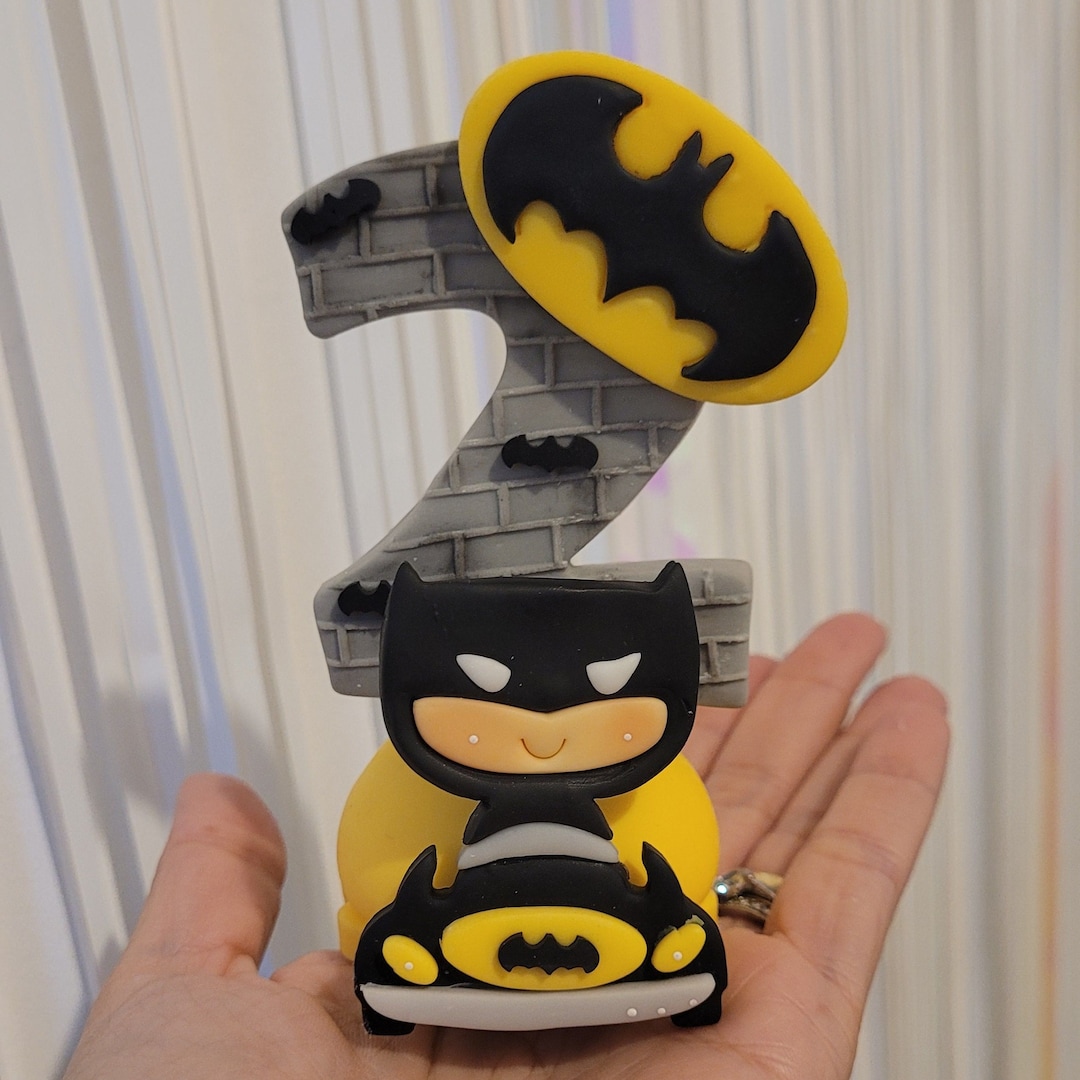 Batman Batmobil Birthday Candle Cake Tooper Inedible - Etsy