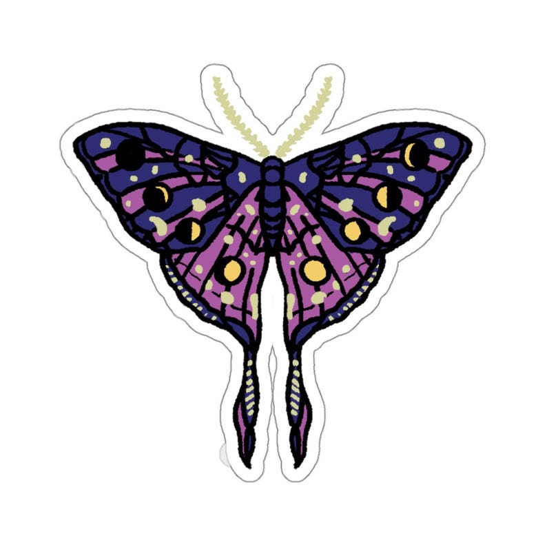 Purple Moon Phases Moth Sticker - Etsy