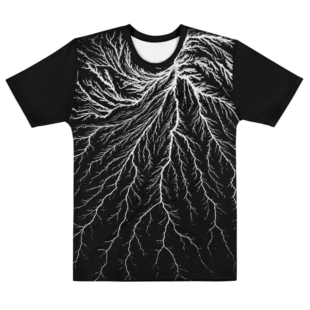 Goth Emo Distorted Pattern Roots Lightning Veins Spores Graphic T Shirt ...