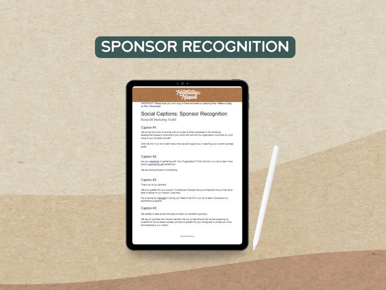 Social Media Captions Templates for Sponsor Recognition - Etsy