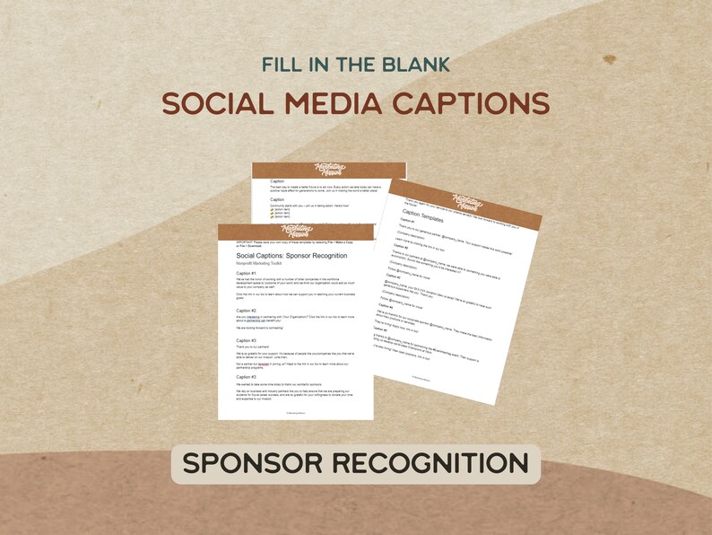 Social Media Captions Templates for Sponsor Recognition - Etsy