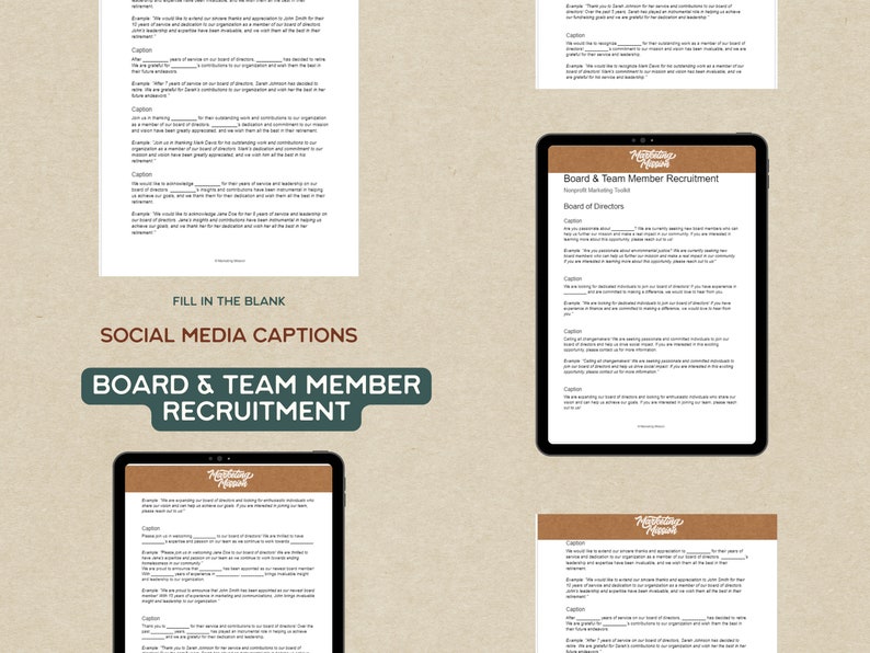 Social Media Captions Templates for Nonprofit Board & Team Member ...