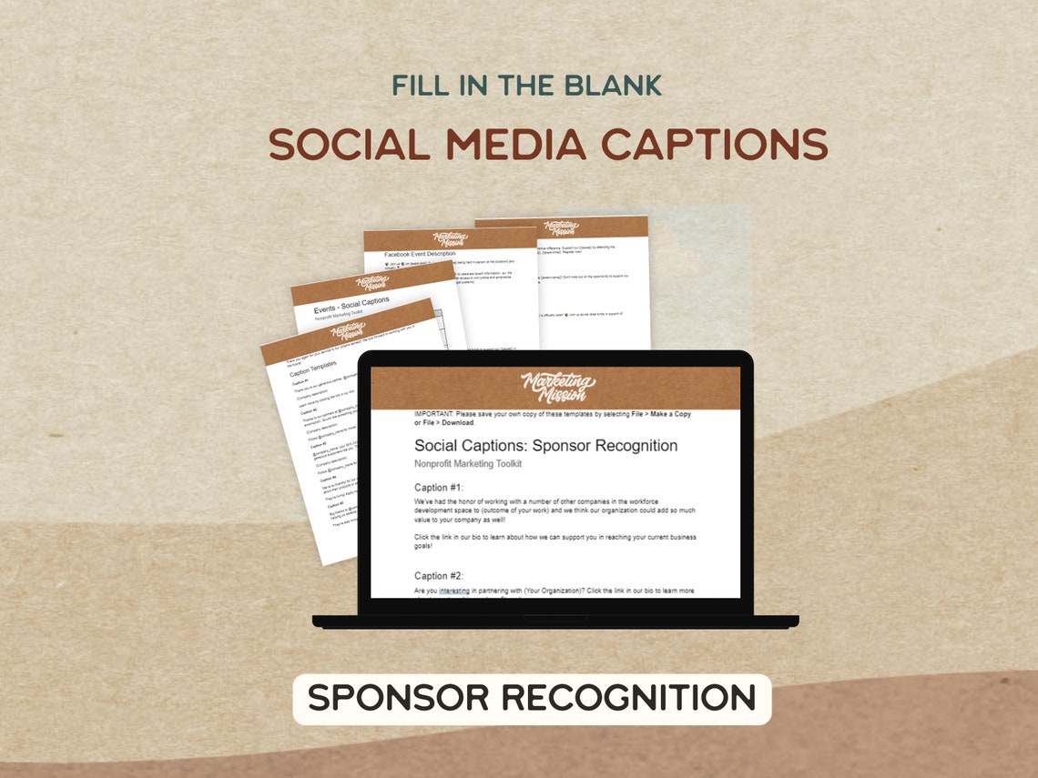 Social Media Captions Templates for Sponsor Recognition - Etsy