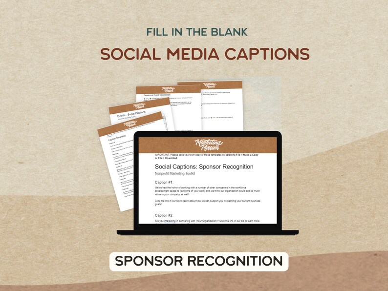 Social Media Captions Templates for Sponsor Recognition - Etsy
