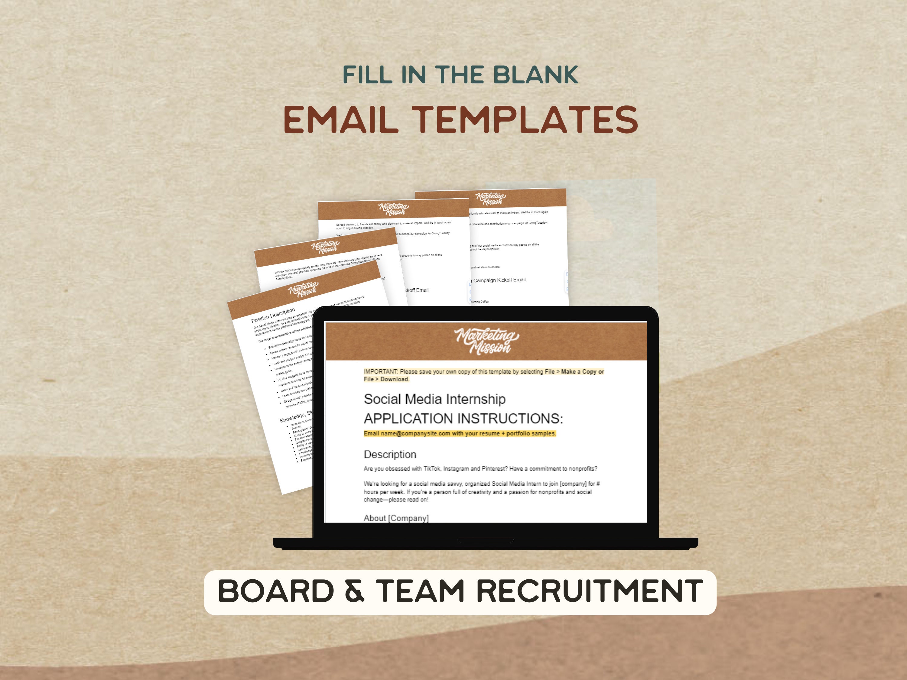 Board and Team Recruitment | Email Templates for Nonprofits - Etsy