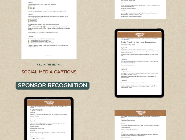 Social Media Captions Templates for Sponsor Recognition - Etsy