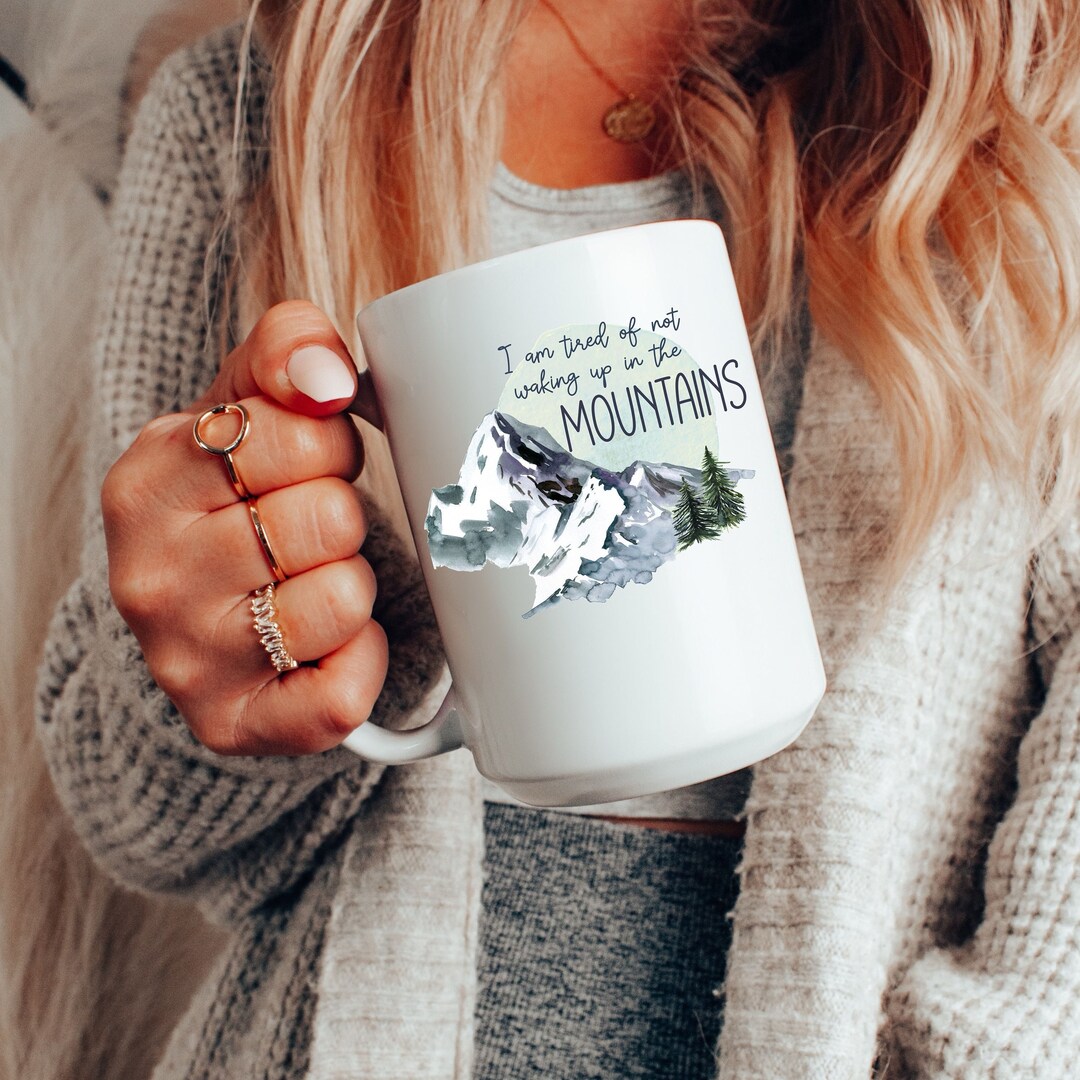 Boho Mountain Mug for Nature Lover Gift Hiking Mountain Vacation Large ...