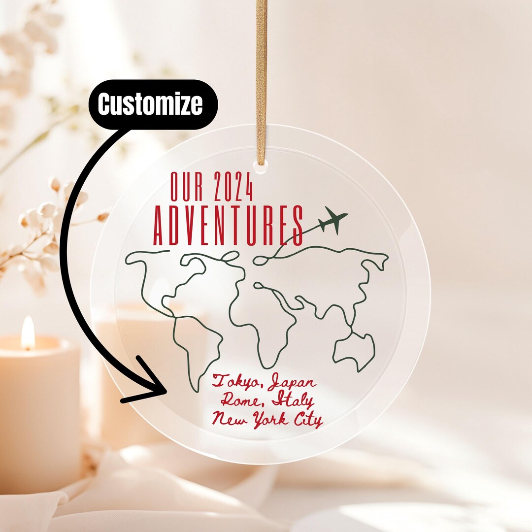 Custom Travel Christmas Ornament Travel Locations Adventures Ornament ...
