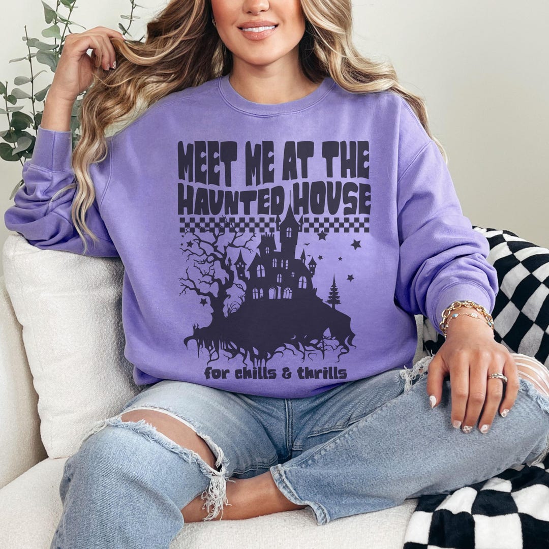 Halloween Haunted House Comfort Color® Sweatshirt Horror Hoodie Spooky ...