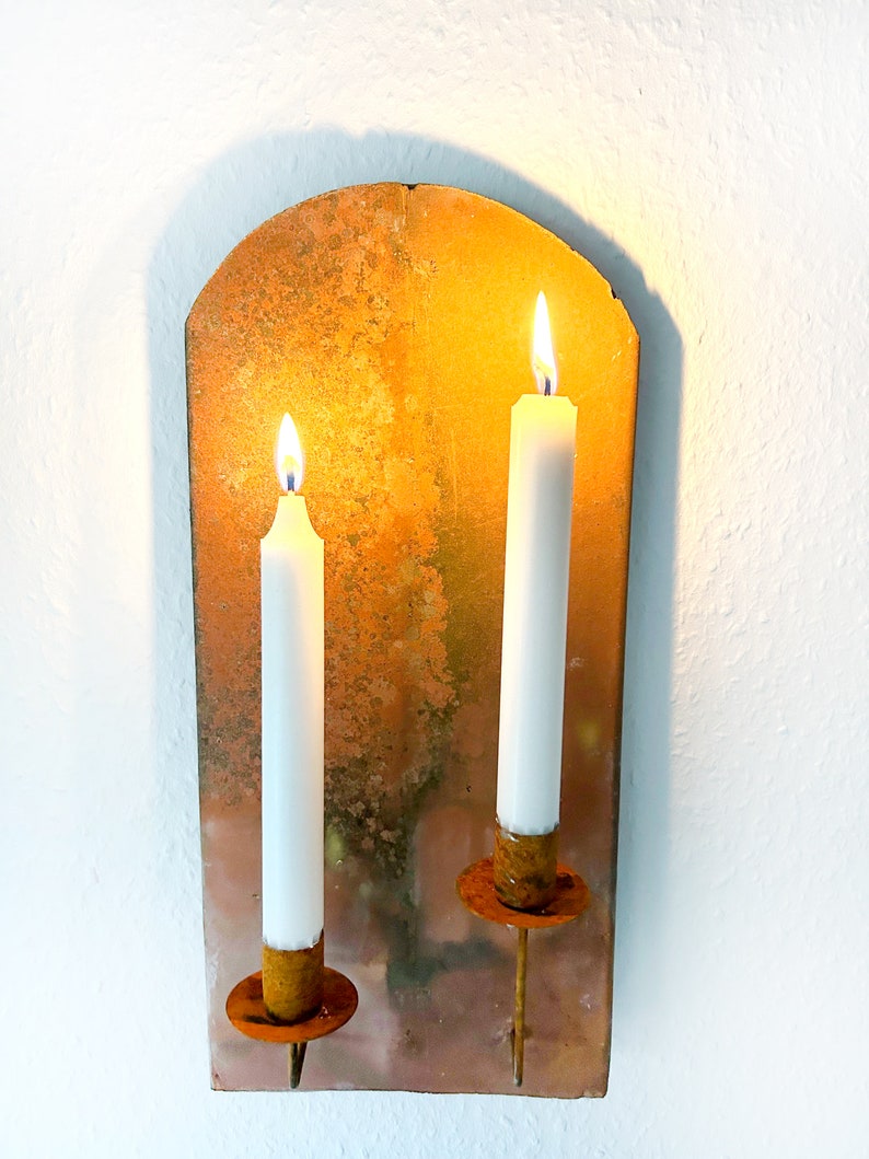 Antique Roof Tiles With 2 Rusty Candle Holders - Etsy