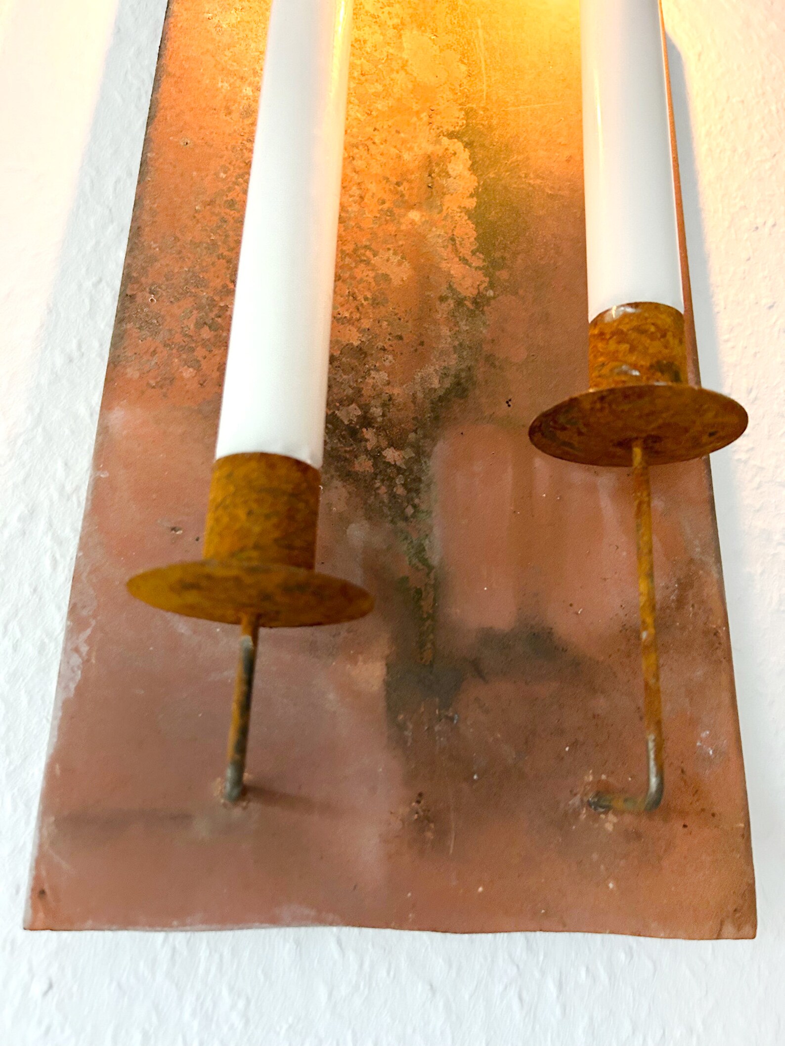 Antique Roof Tiles With 2 Rusty Candle Holders - Etsy