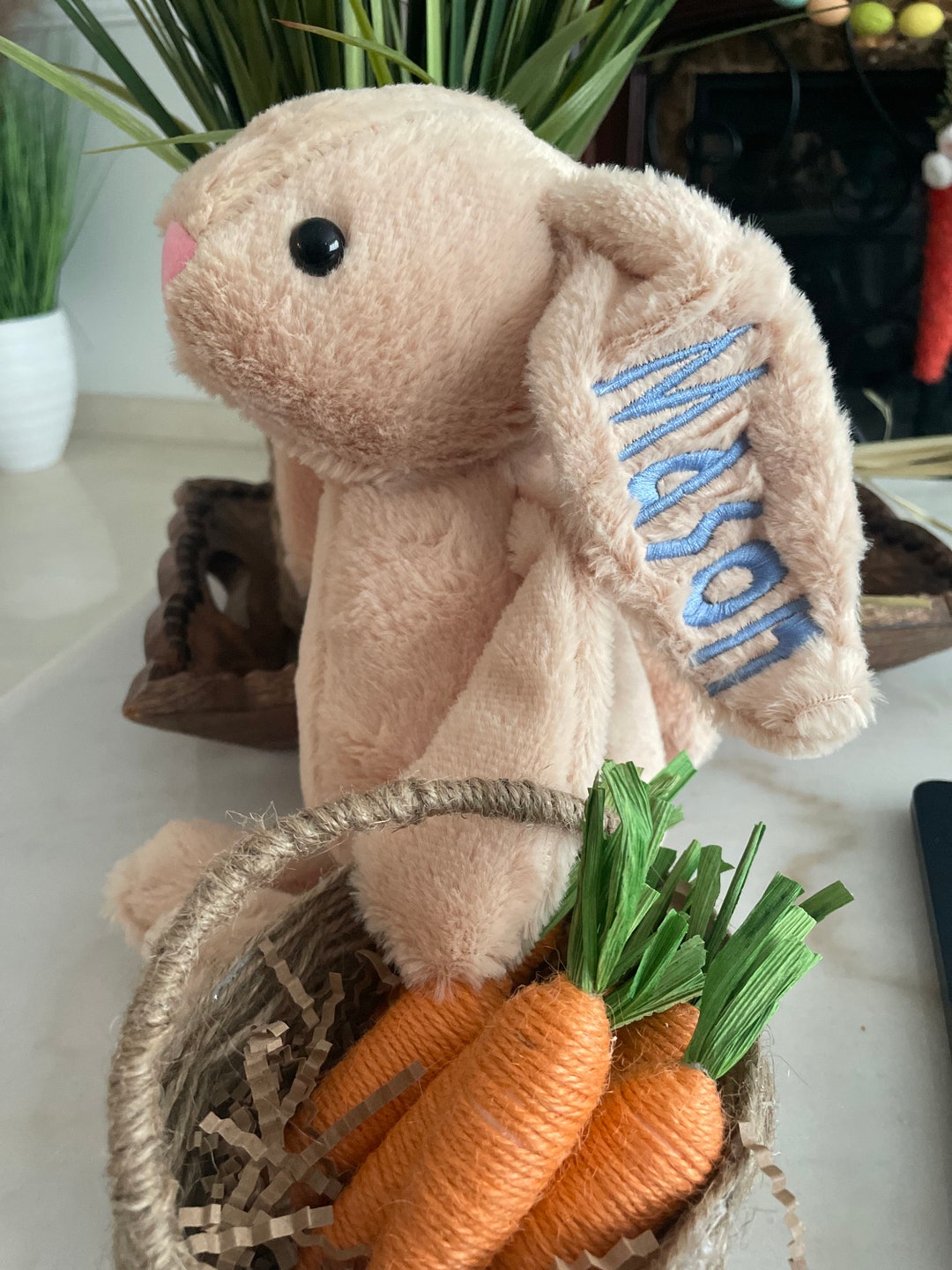 Personalized Plus Bunny , Custom Easter Bunny , New Baby Gift , Baby ...