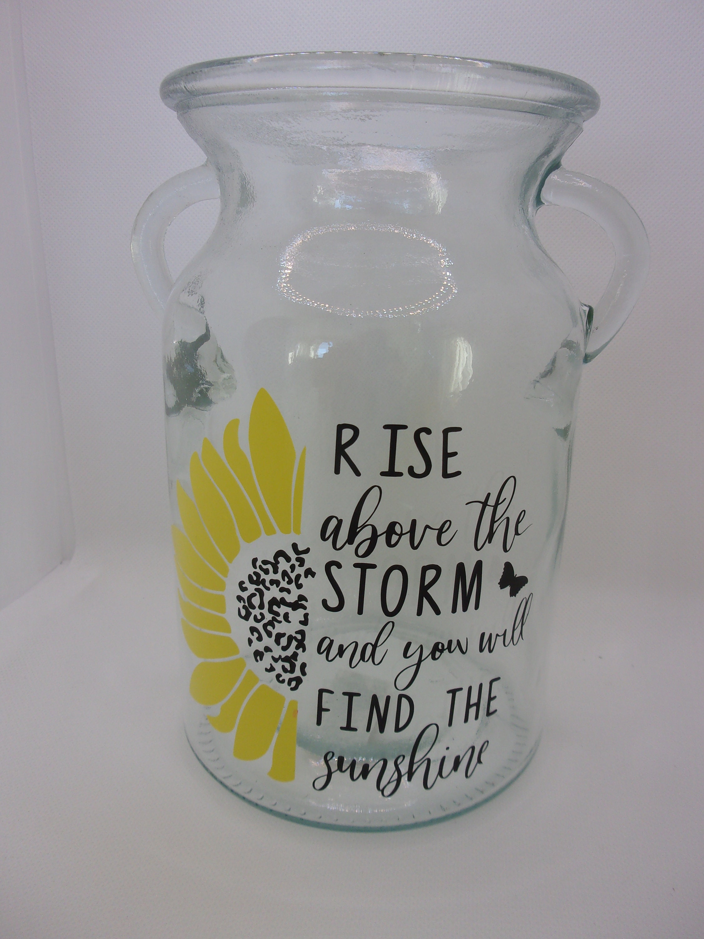 Glass Milk Churn Vase , Sunflower Vase, Motivational Quote, Mothers Day ...