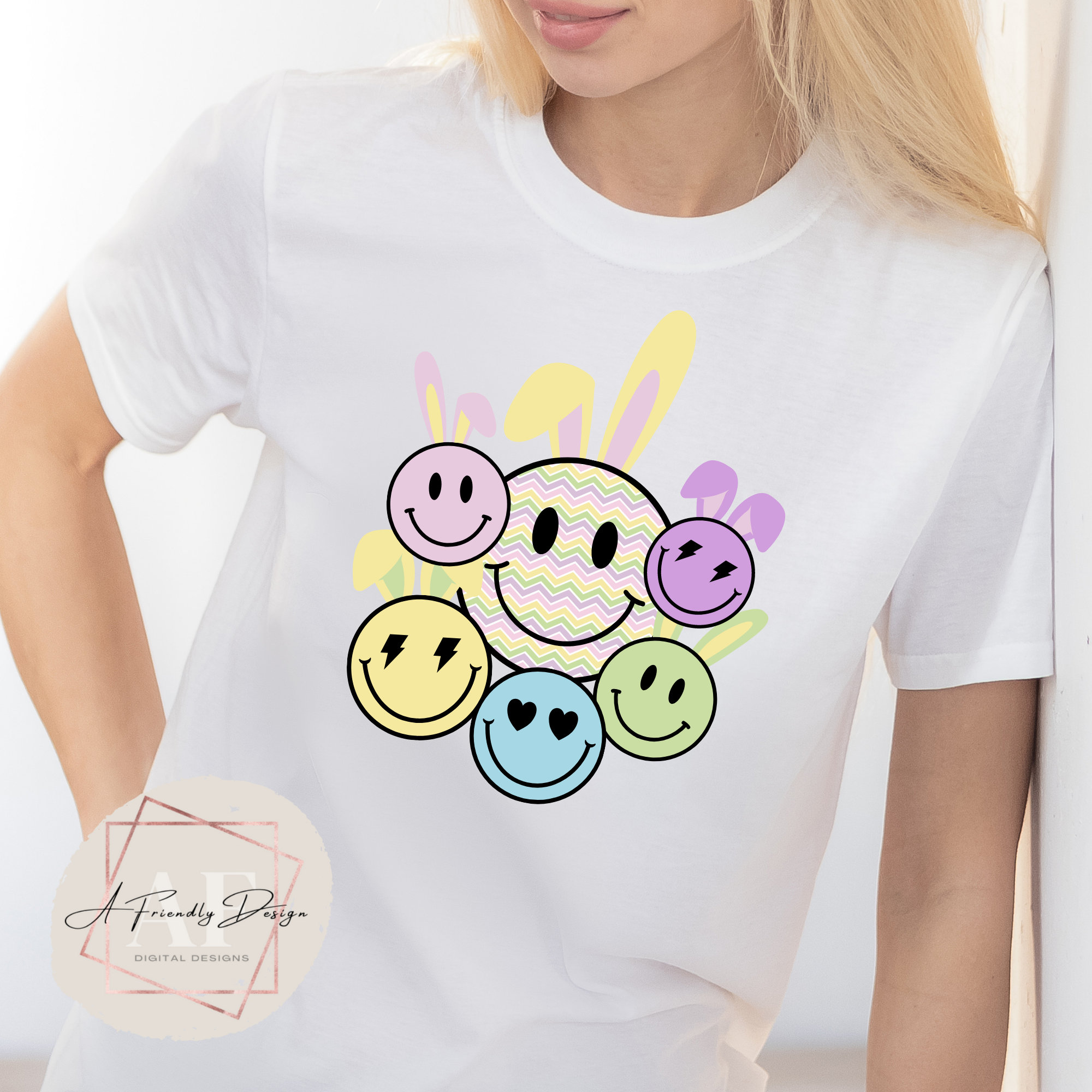 Easter Bunny Smiley Faces PNG, Hoppy Easter, Smiley Faces PNG, Digital ...