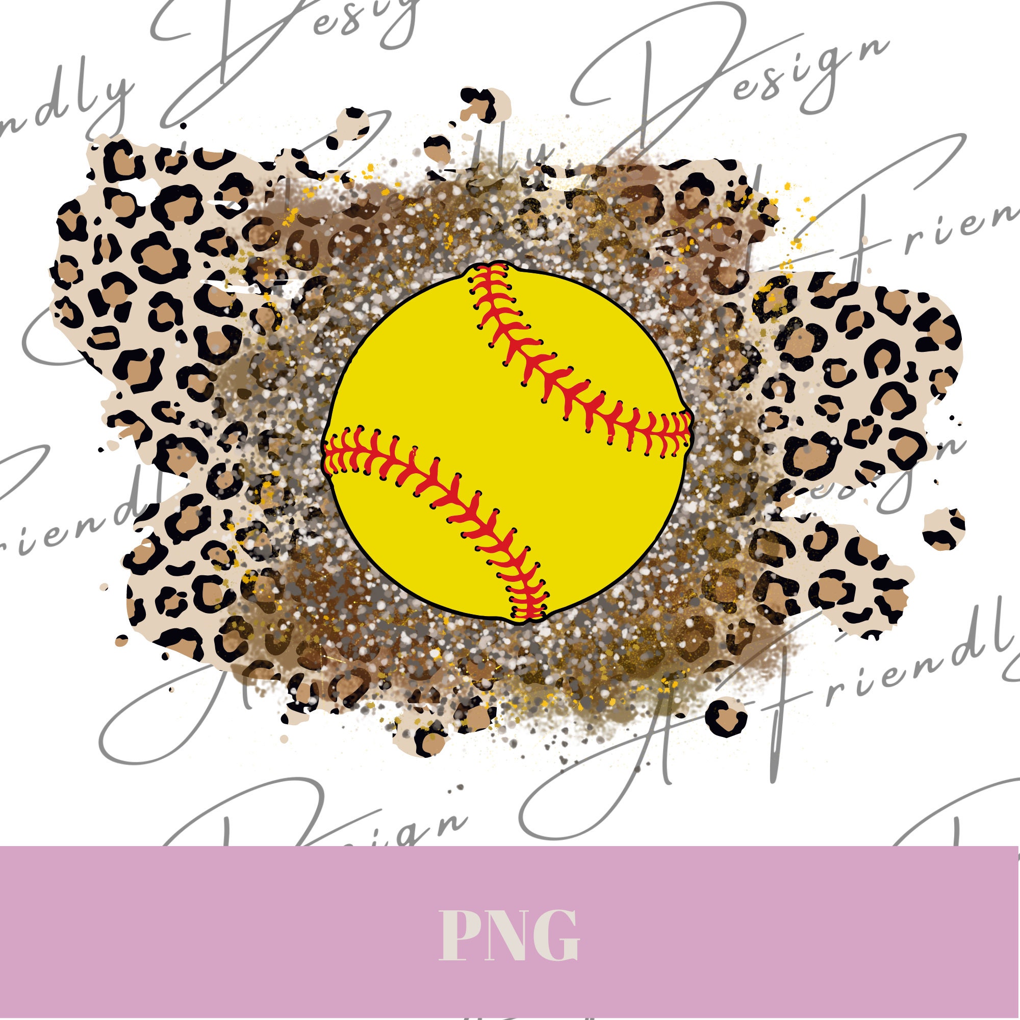 Leopard Softball, PNG, Digital Downloads, Instant Download, Png Designs ...