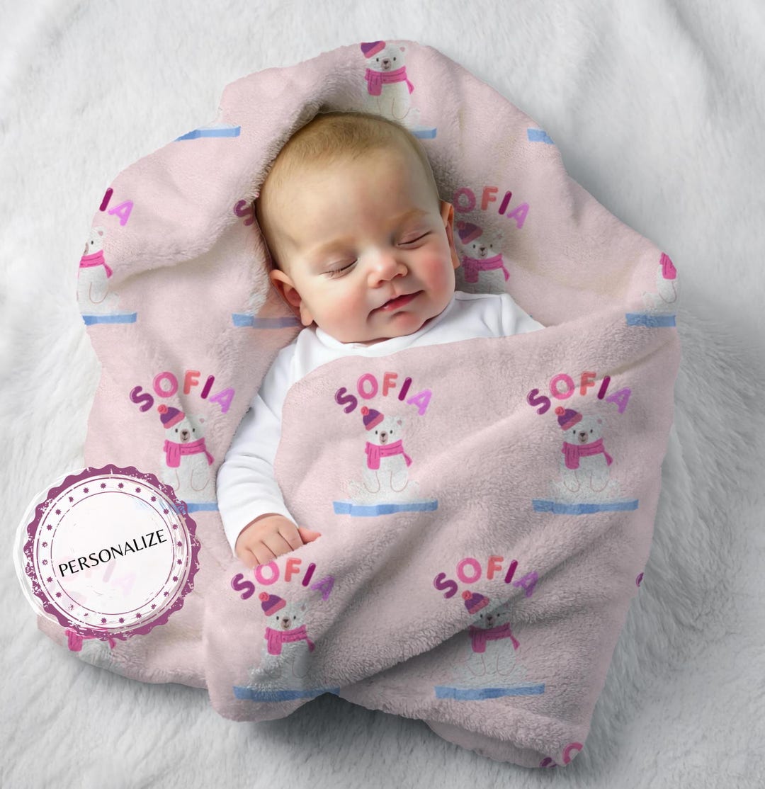 Personalized Girl Name Velveteen Plush Blanket Personalization Baby ...