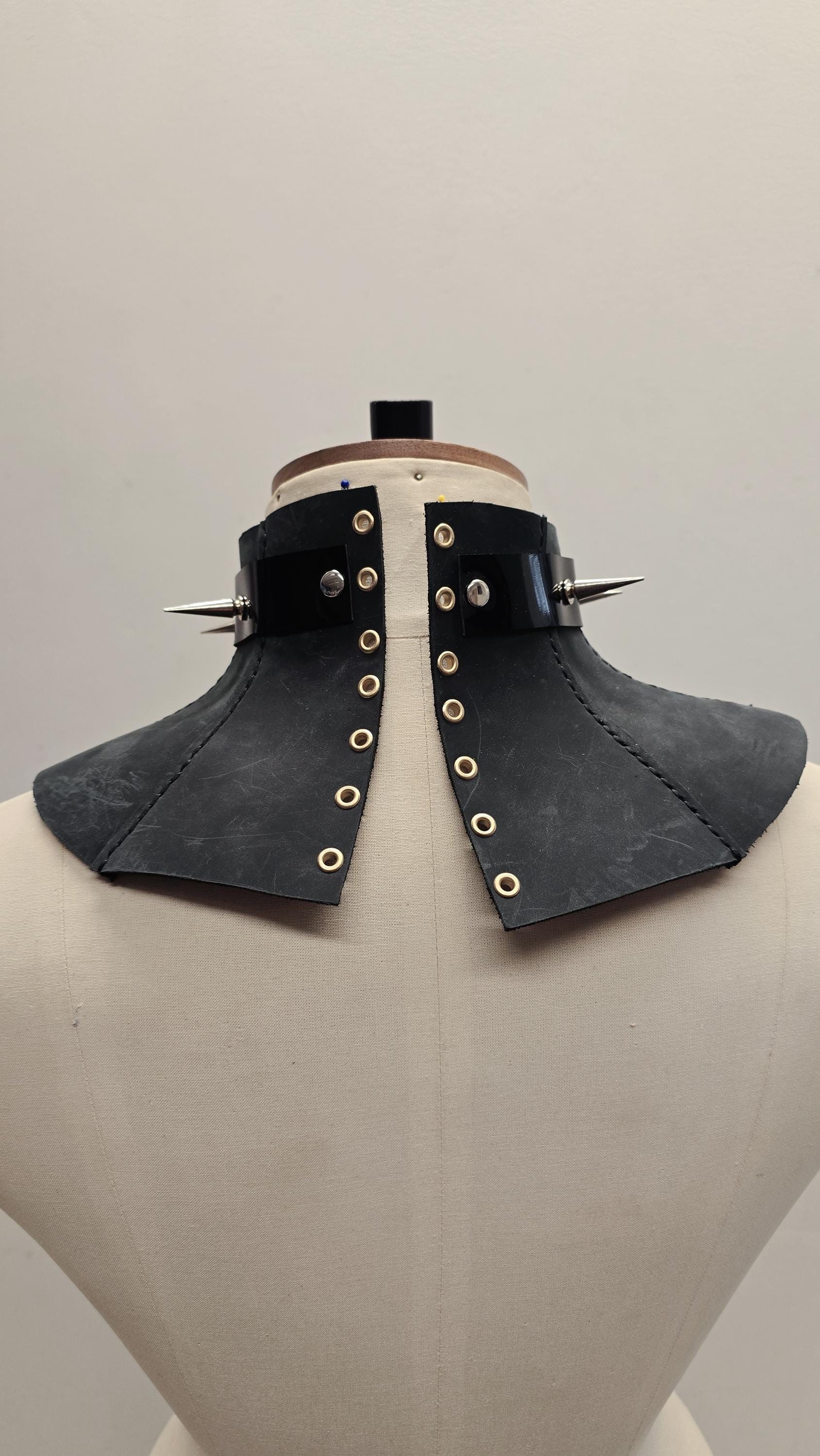 Handmade Leather Neck Gorget: Punk O-ring Collar With Spikes - Etsy