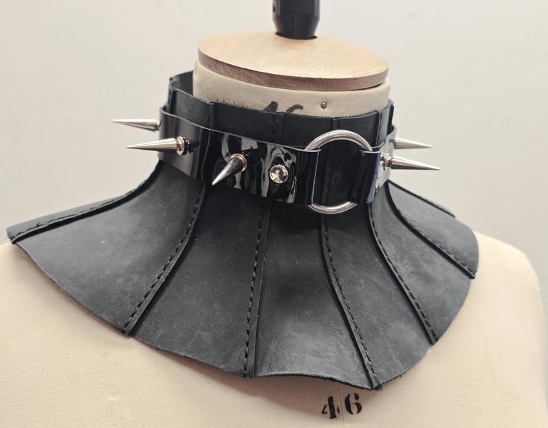Handmade Leather Neck Gorget: Punk O-ring Collar With Spikes - Etsy