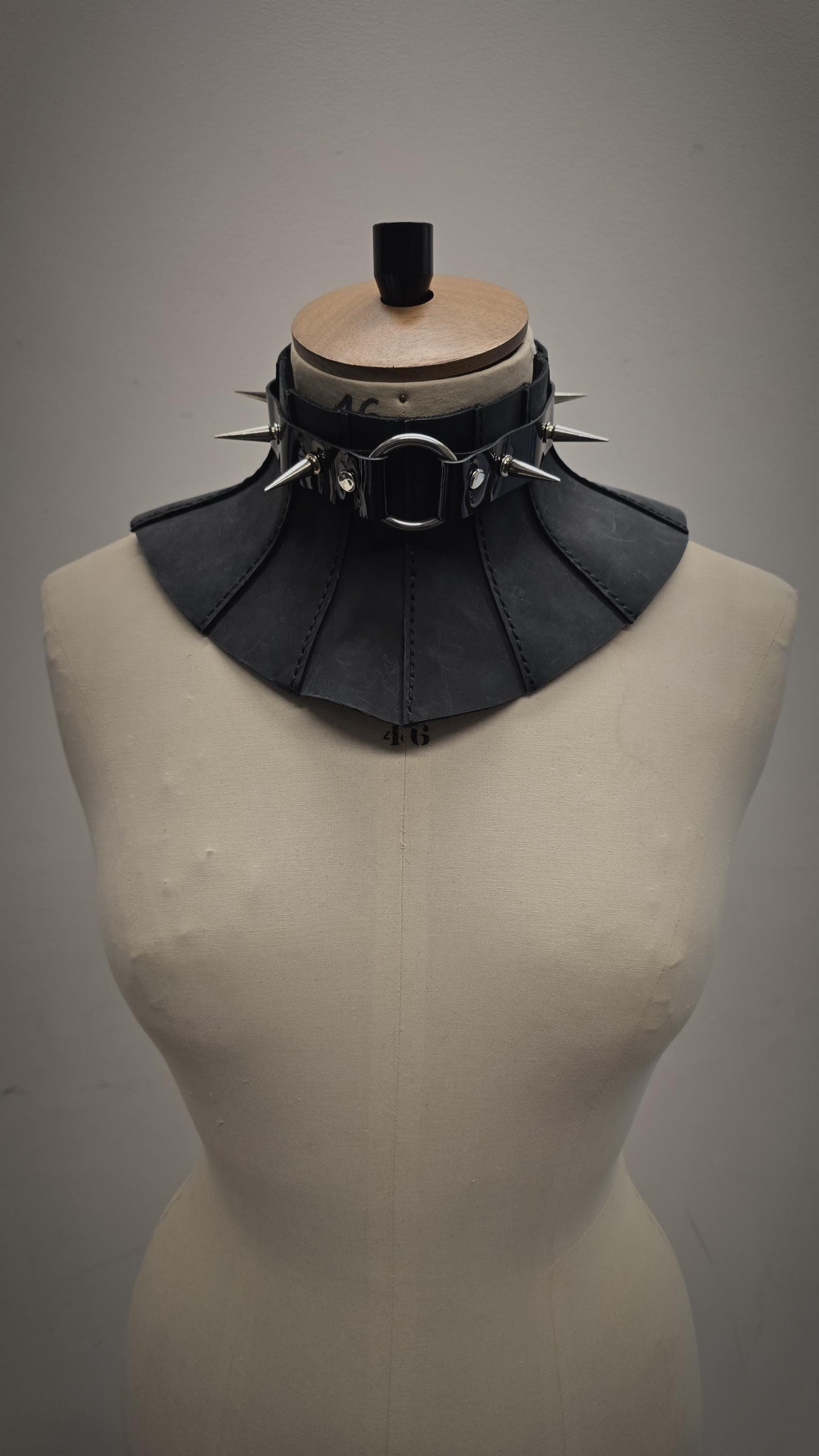 Handmade Leather Neck Gorget: Punk O-ring Collar With Spikes - Etsy