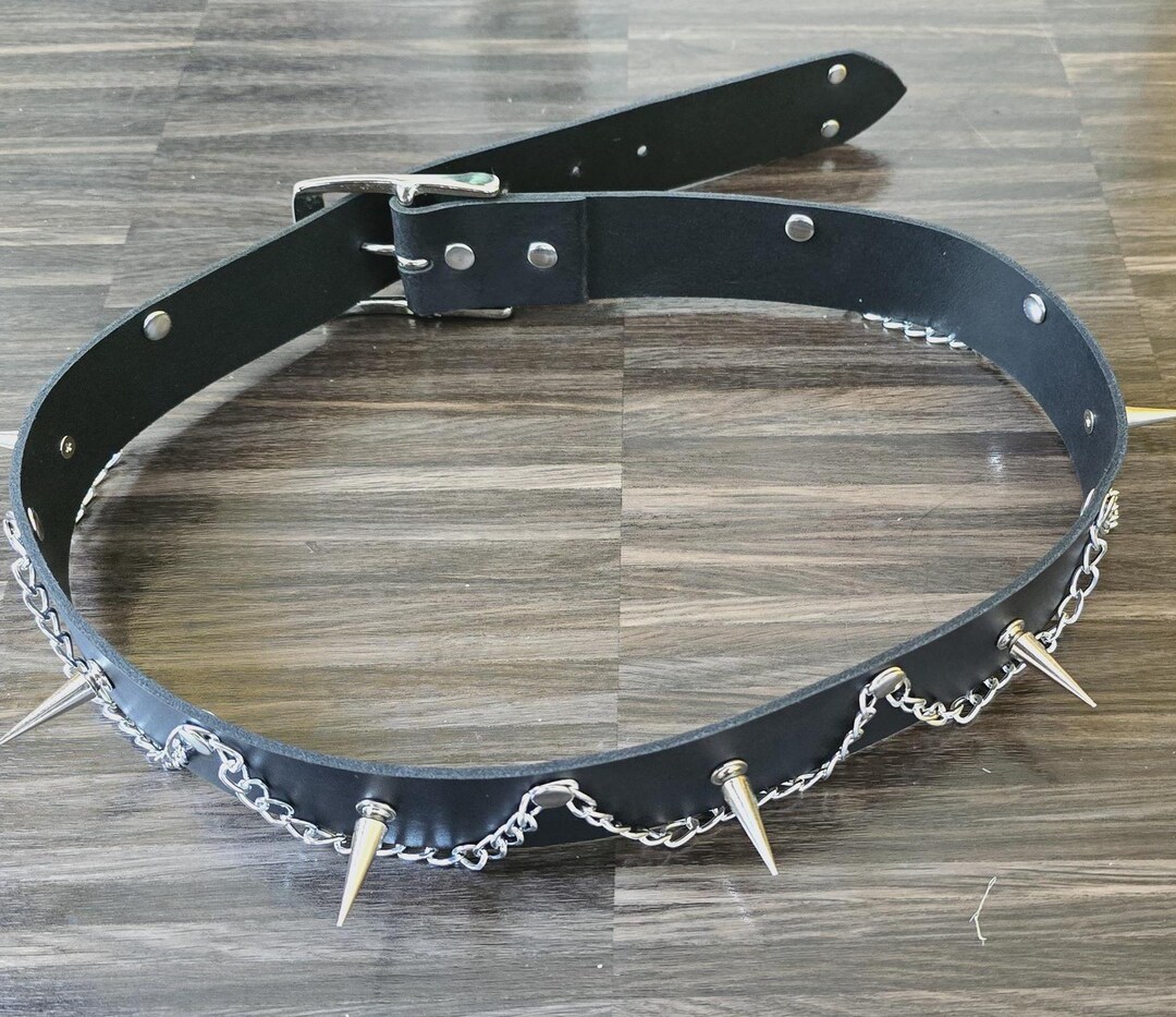 Spiked Belt With Chains (one Off) - Etsy