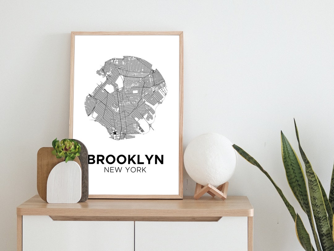 Brooklyn Map Print, New York NY USA Map Art Poster, New York City ...