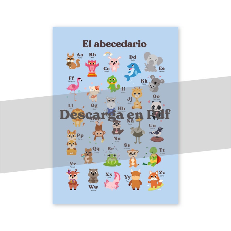 Spanish Alphabet Animal Poster • Abecedario Print (digital Download ...