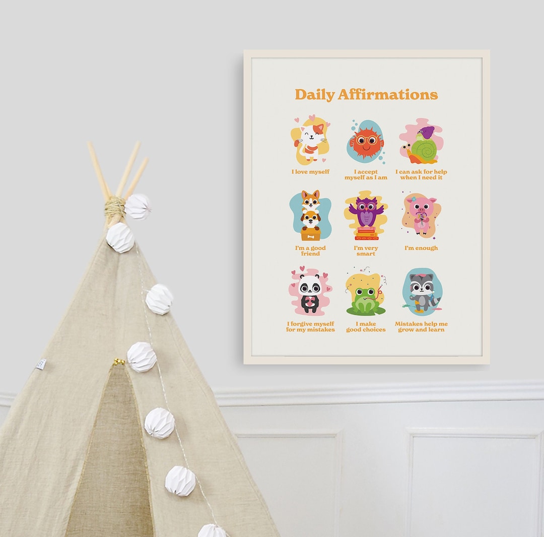 Printable Kids Posters • Daily Positive Affirmations With Animals ...