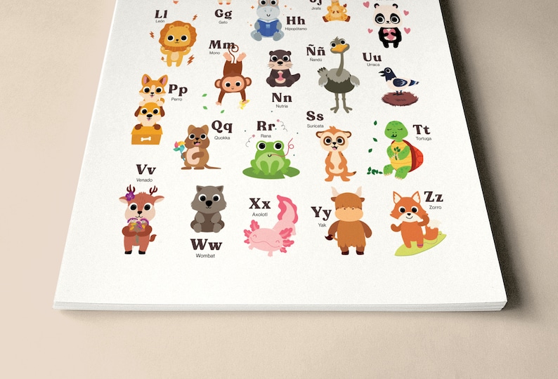 Spanish Alphabet Animal Poster • Abecedario Print (digital Download ...