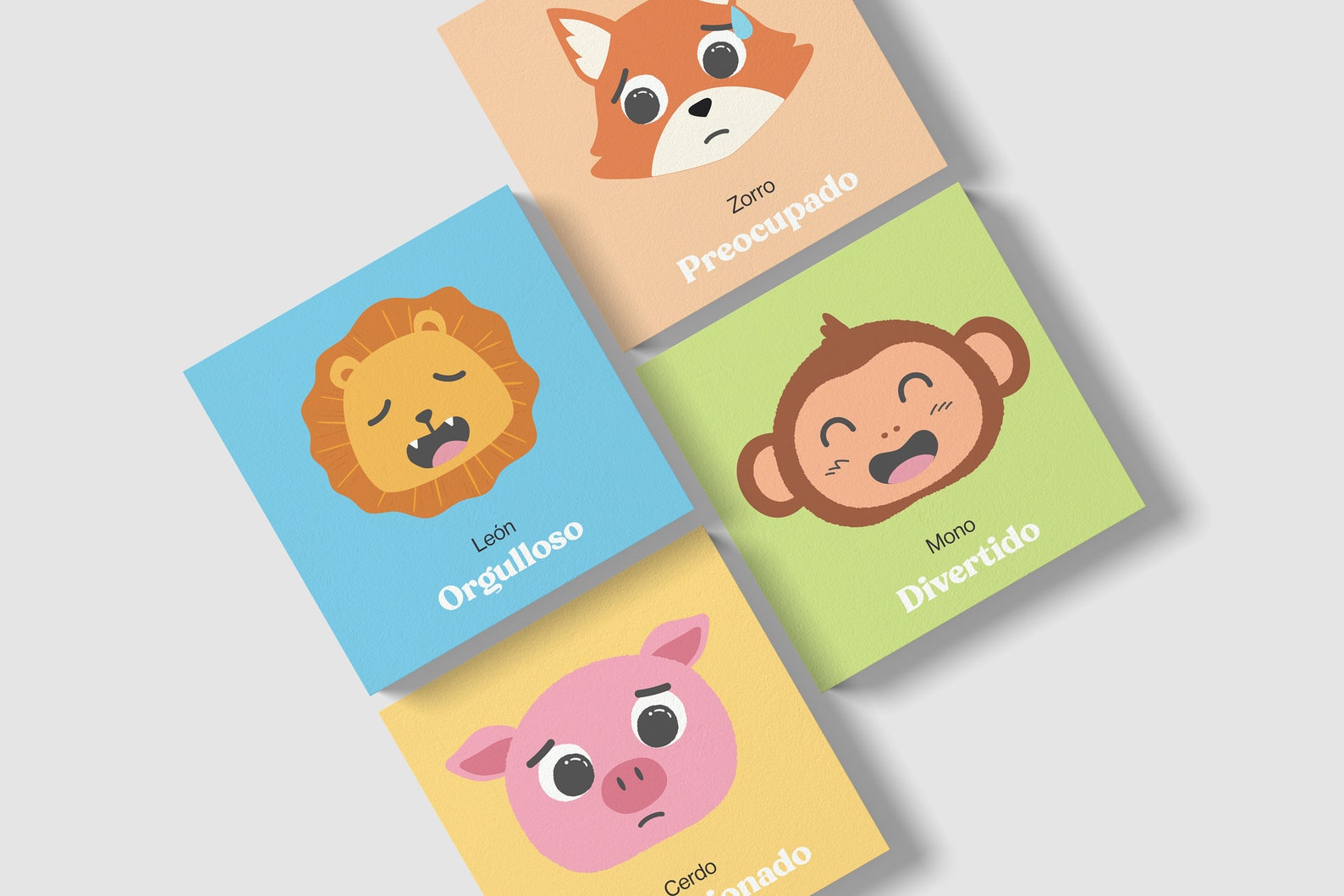Tarjetas didácticas sobre las emociones de los animales, aprendizaje ...
