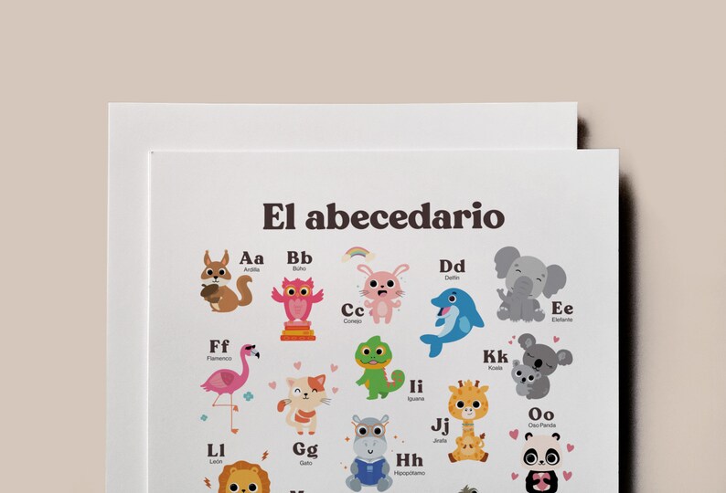 Spanish Alphabet Animal Poster • Abecedario Print (digital Download ...