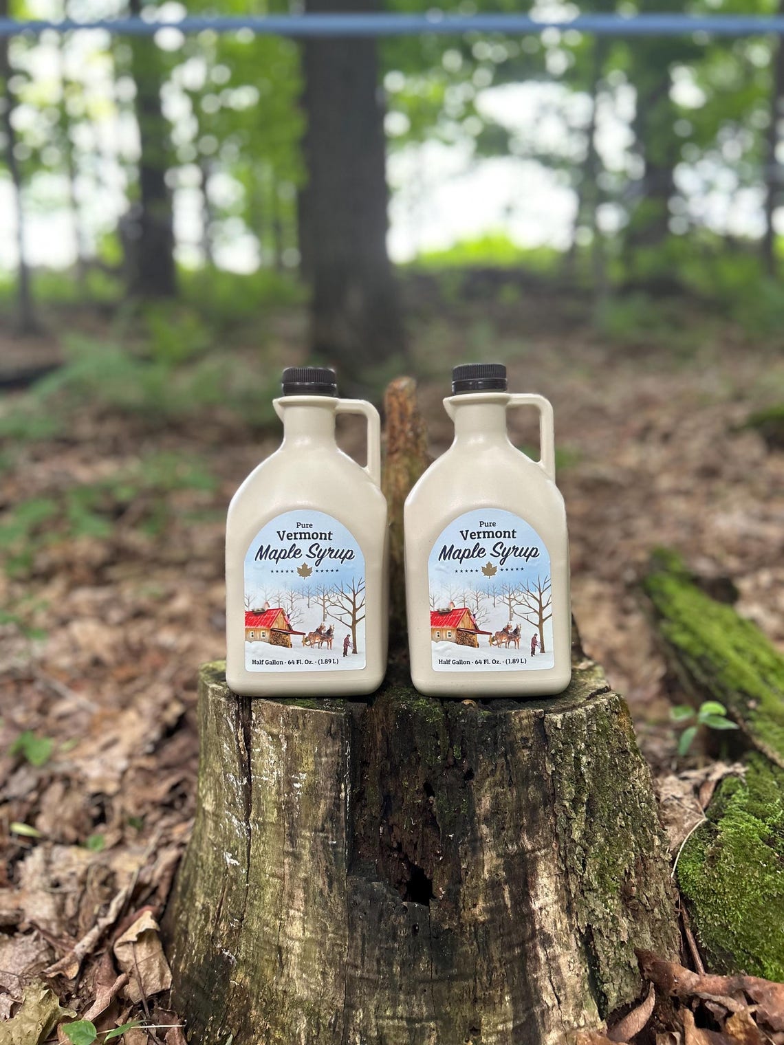 100% Pure Vermont Grade A Amber Maple Syrup in 2 Half Gallon Square ...
