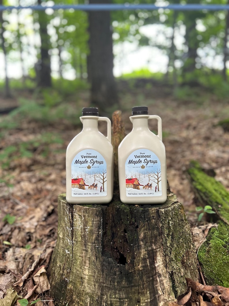 100% Pure Vermont Grade A Amber Maple Syrup in 2 Half Gallon Square ...