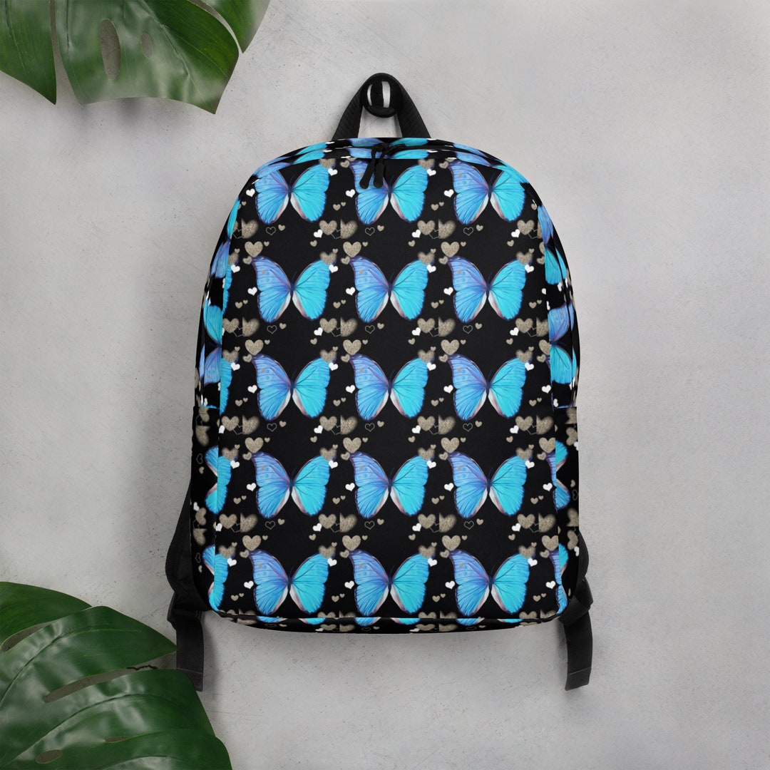 Blue Morpho Butterflies Backpack Cute Hearts Butterfly Back-to-school ...