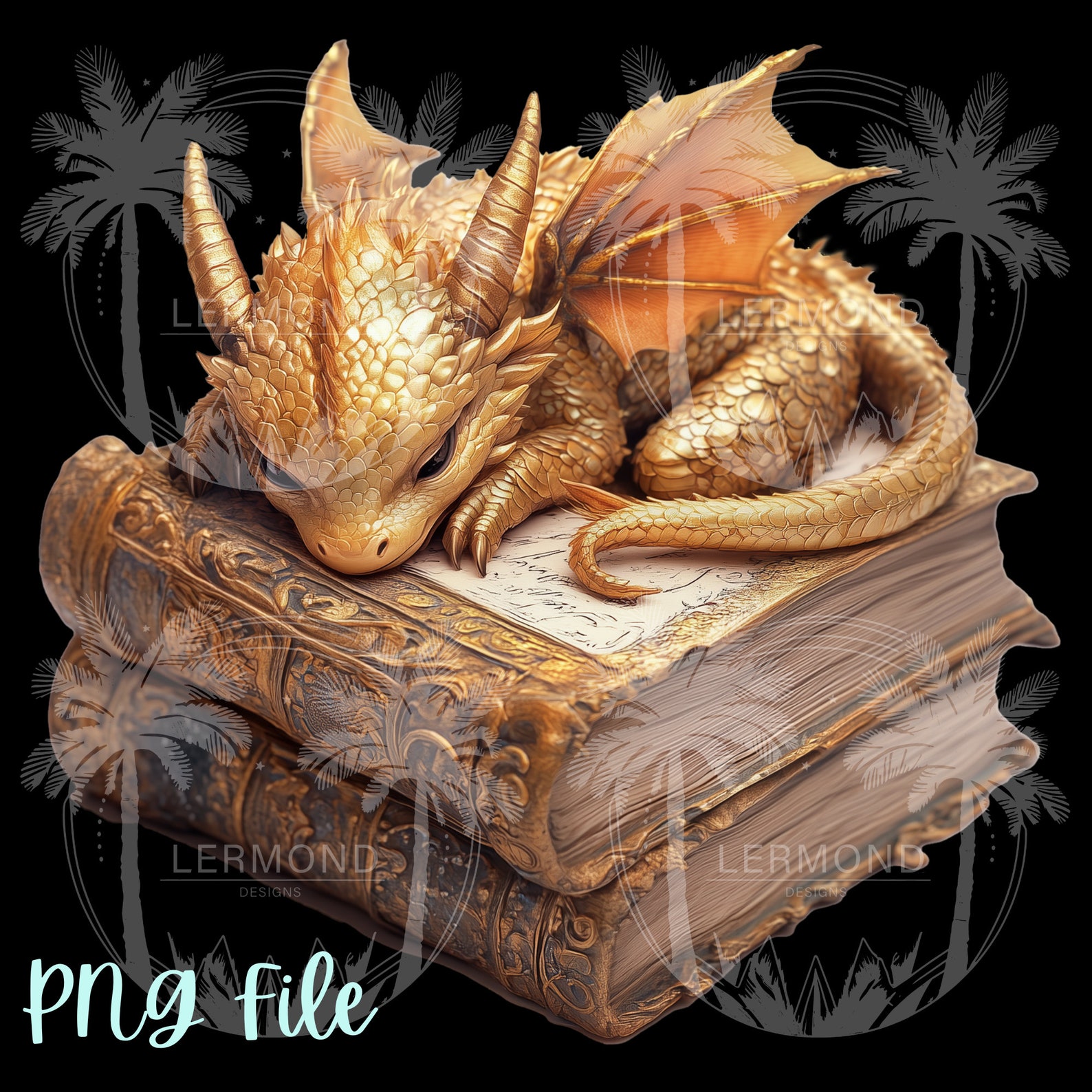 Baby Gold Dragon PNG | Whimsical Fantasy Art | Dragon Lover Digital ...