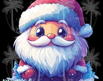 Kawaii Santa PNG Bundle (4 Pack) | Cute Christmas Santa Clipart | Chibi ...