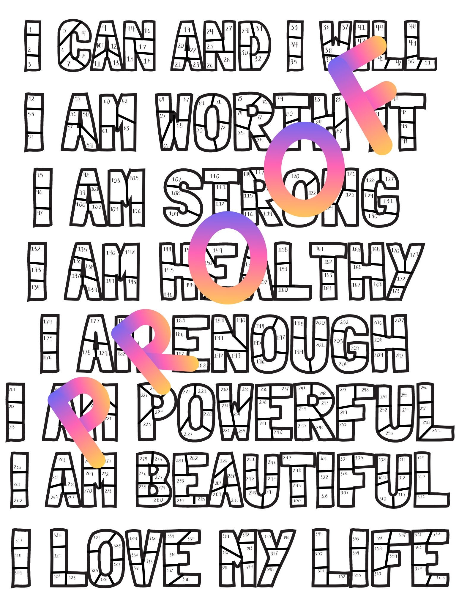 365 Days Colouring Sheet - Goals/fitness/weightloss - Etsy