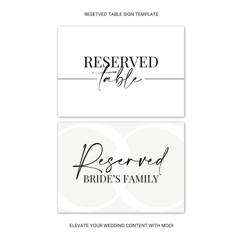 Elegant Wedding Reserved Sign Template: Editable Printable (canva) - Etsy