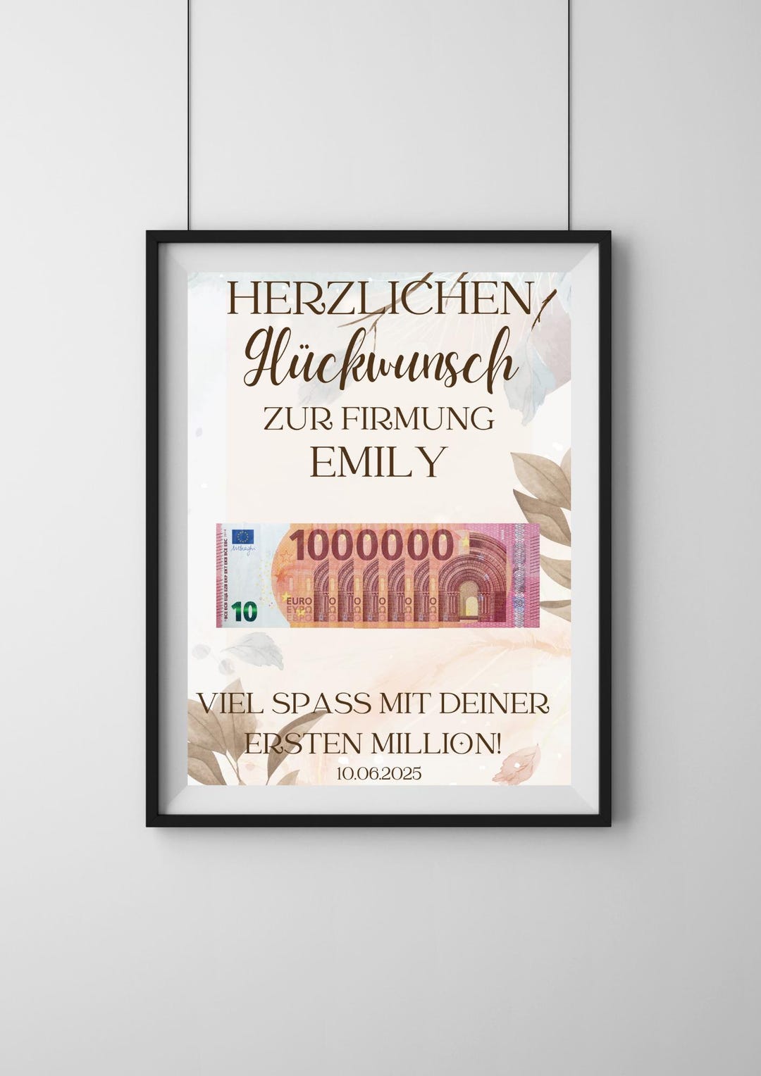 Confirmation Money Gift "your First Million", PDF Print Template, Gift ...