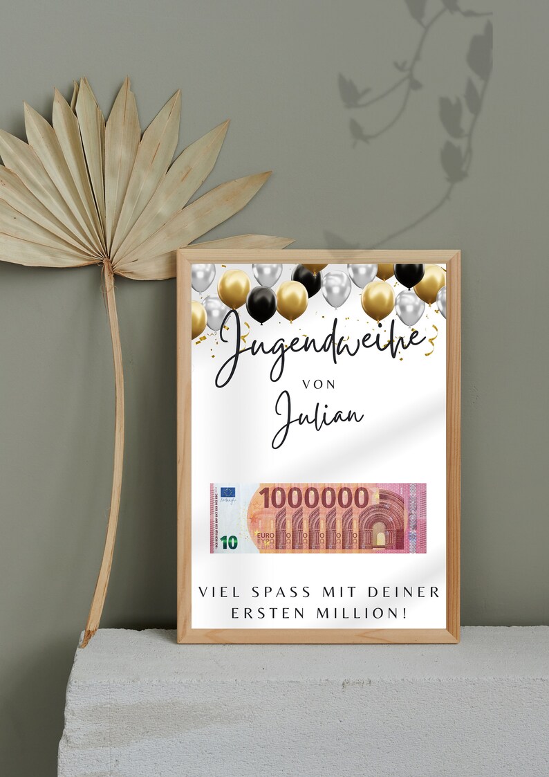 Geldgeschenk Jugendweihe Deine erste Million, personalisierte PDF Vorlage zum Ausdrucken ...