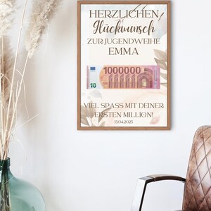 Jugendweihe Geldgeschenk "Deine erste Million", PDF Druckvorlage, Geschenk zur Jugendweihe ...