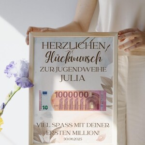 Jugendweihe Geldgeschenk "Deine erste Million", PDF Druckvorlage, Geschenk zur Jugendweihe ...