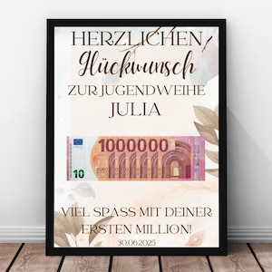 Jugendweihe Geldgeschenk "Deine erste Million", PDF Druckvorlage, Geschenk zur Jugendweihe ...
