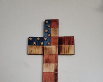 Patriotic Wooden Mosaic Cross - Etsy