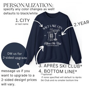Custom Location Ski Club Sweatshirt, Luxury Bachelorette Winter Bridal ...